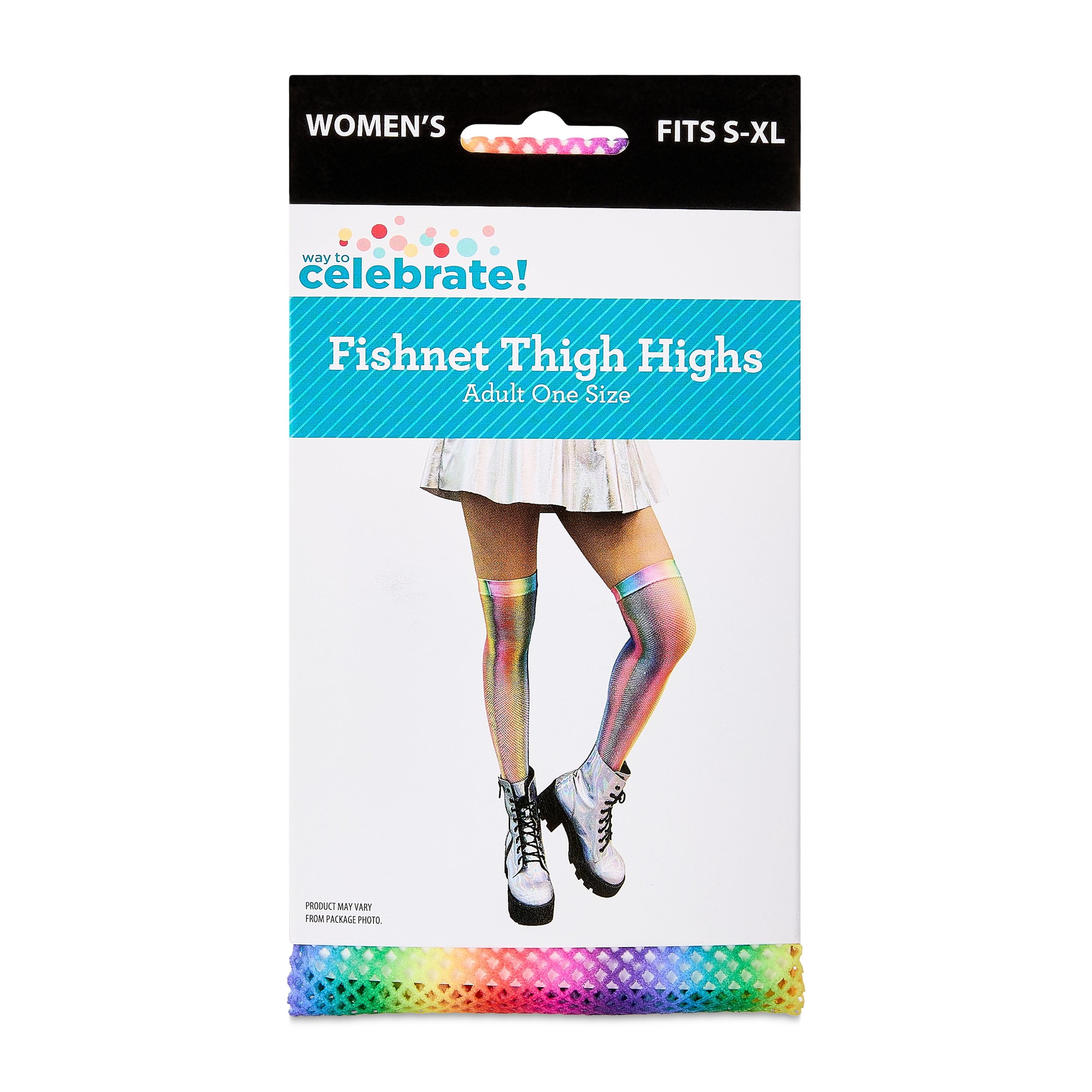 Multicolor Rainbow Thigh Highs, For Adults, One Size Fits Most, by Way ...