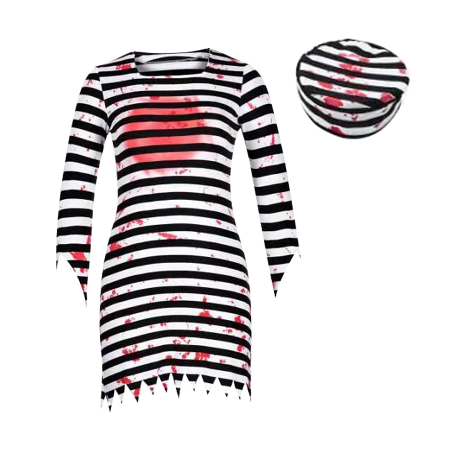 Adult Women'S Prisoner Adult Inmate Outfit Fright Night Festivities ...