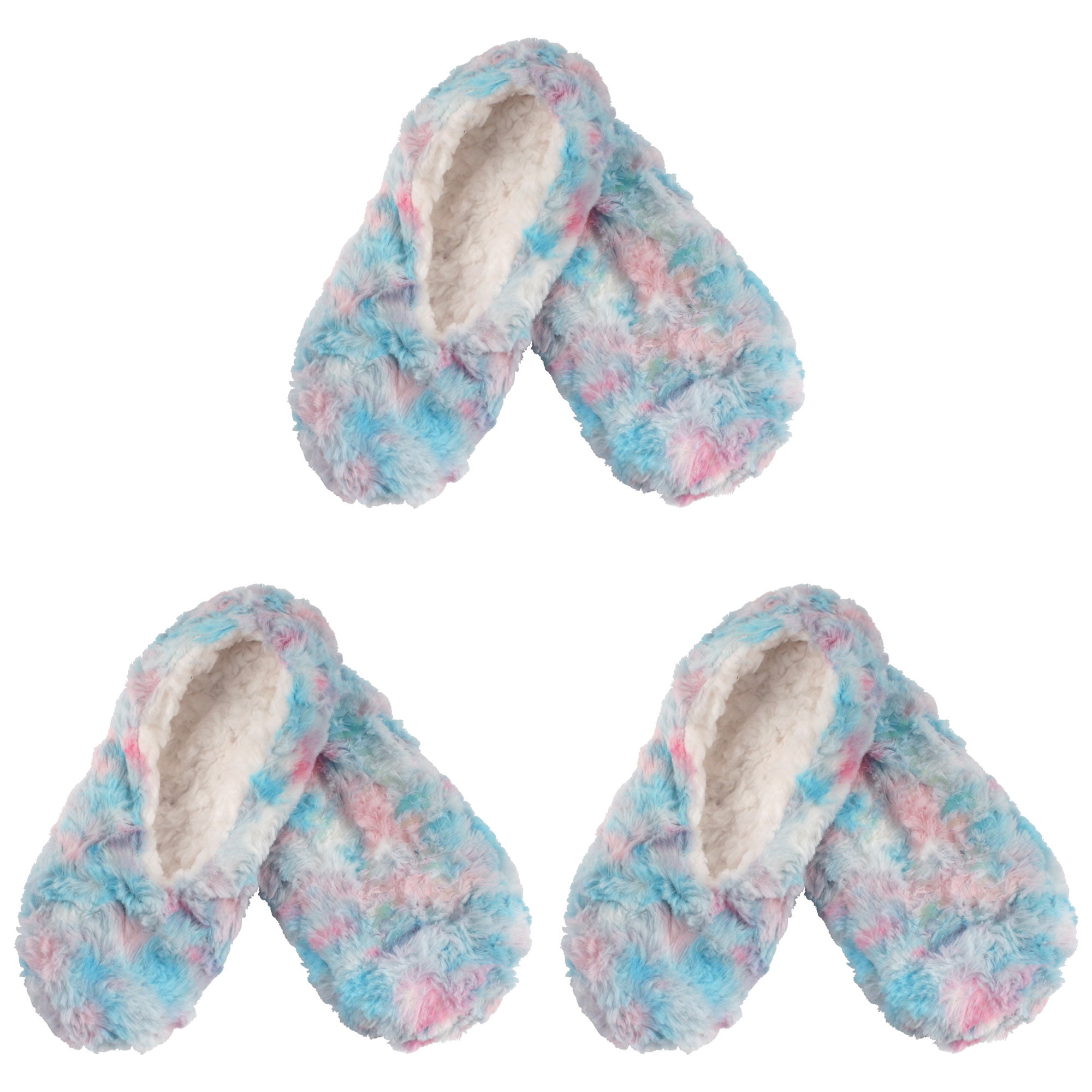 Adult Women's Soft Warm Cozy Fuzzy Tie Dye Multicolor Slippers Non-Slip ...