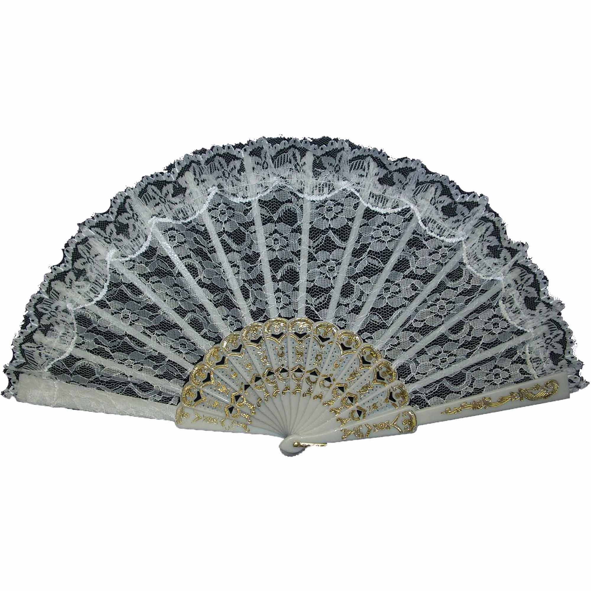 Adult Women's White Lace Folding Fan - Walmart.com