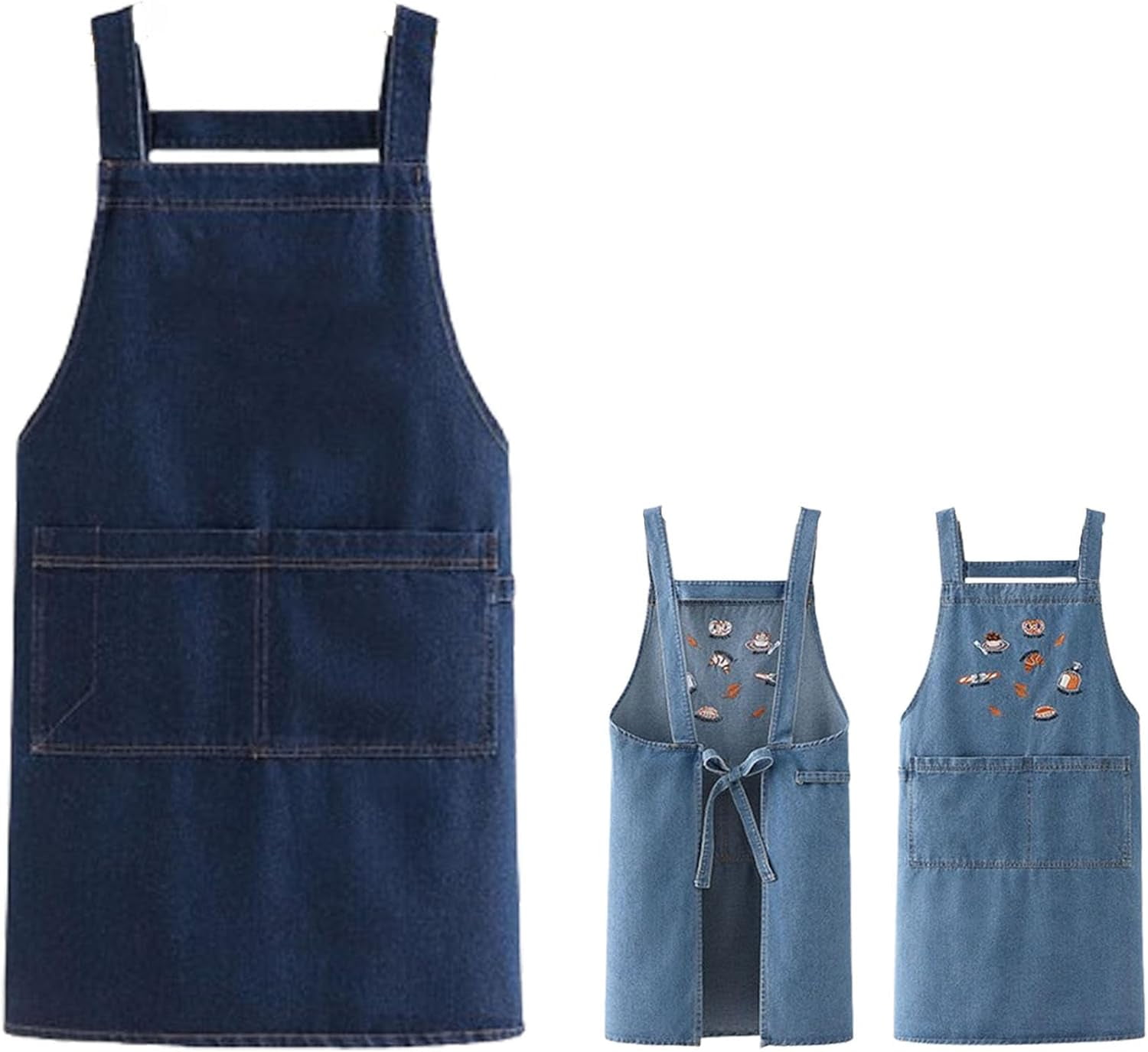 Adult apron, women's denim cross-back apron - lightweight cotton apron ...