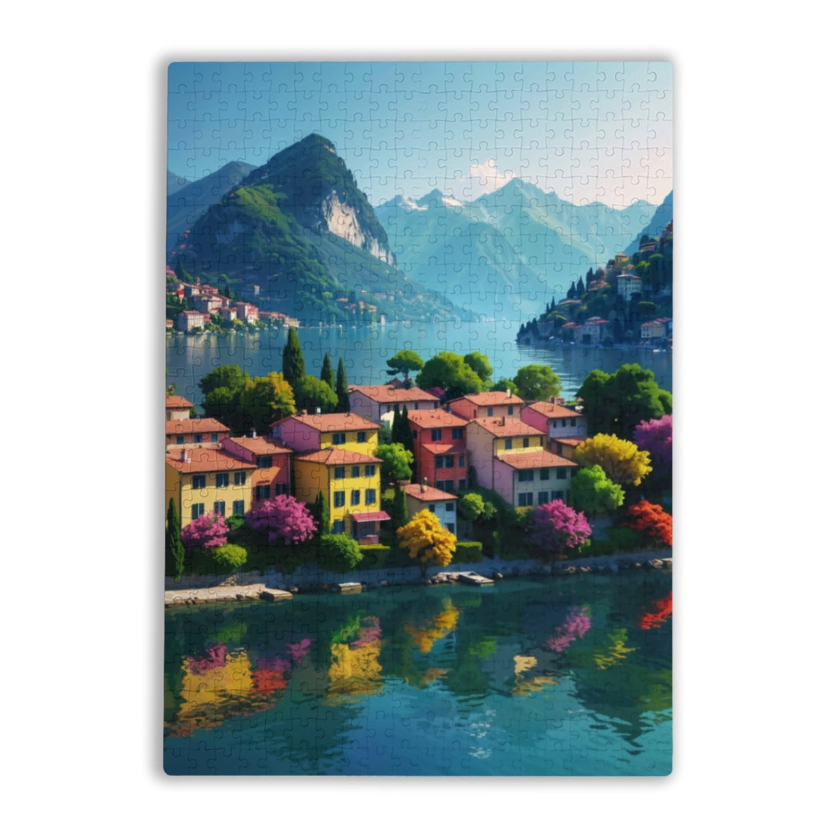 Adult retro puzzles A small village by the lake Large jigsaw puzzle toy ...