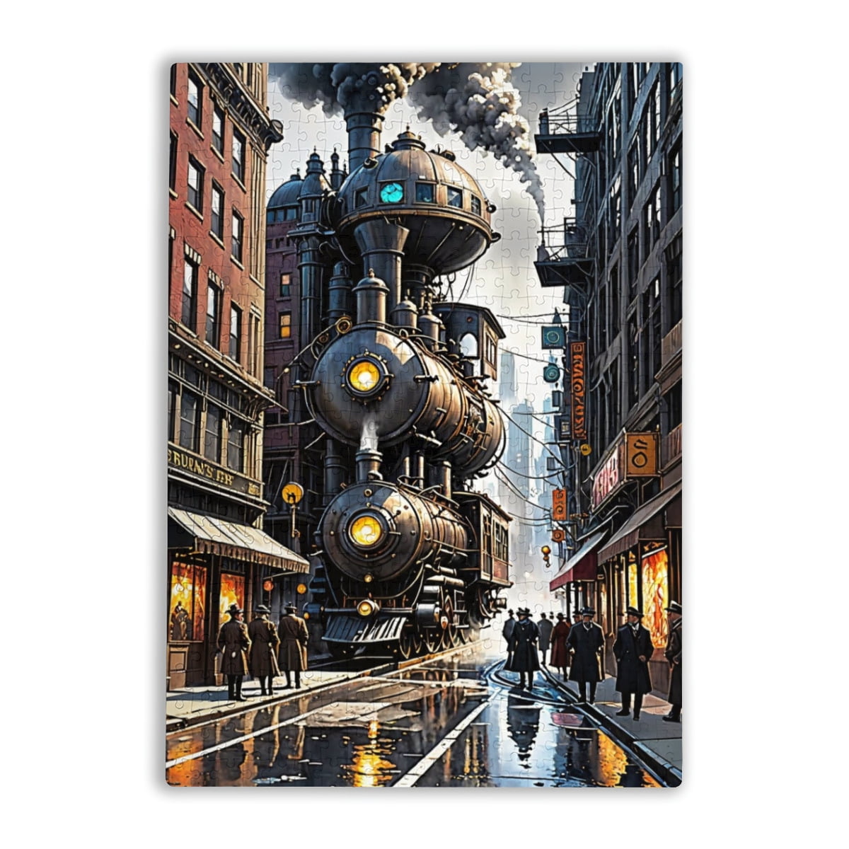 Adult retro puzzles Steampunk steam engine city Jigsaw puzzle for ...
