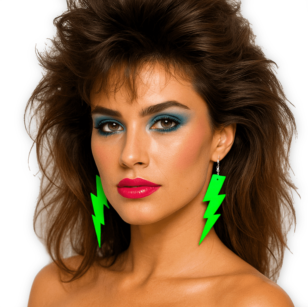 Adult's 80s Green Lightning Bolt Earrings Costume Accessory - Walmart.com