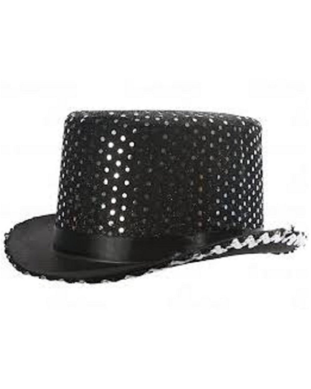 Adult's Black Sequin Butler Magician Top Hat Costume Accessory ...