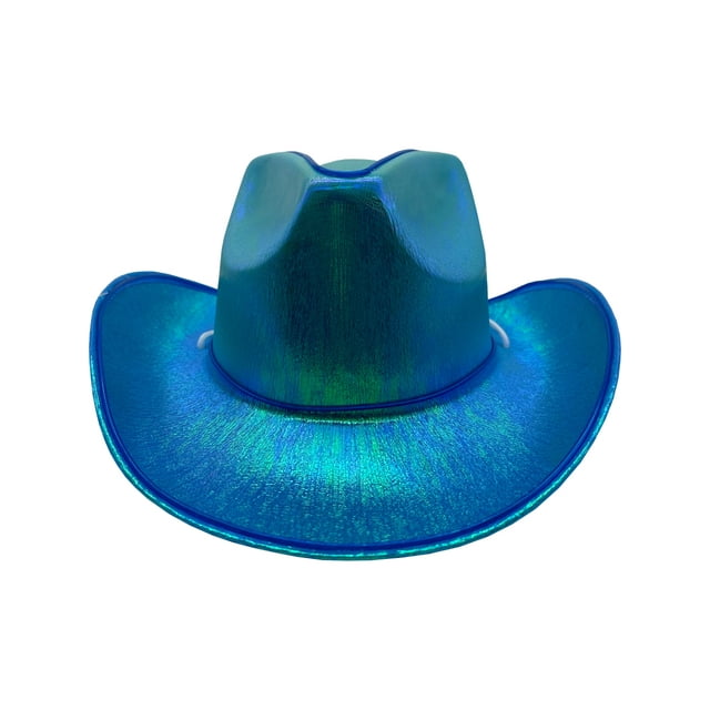 Adult's Blue Cowboy Hat With Party Wire EL Light Up Trim Costume ...