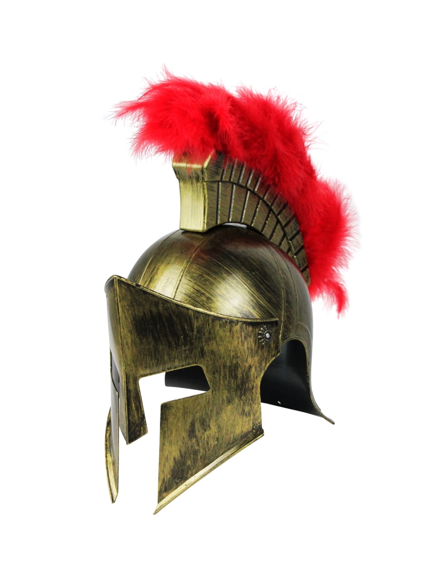 Adult's Deluxe Gold Spartan Helmet With Plume Costume Accessory ...