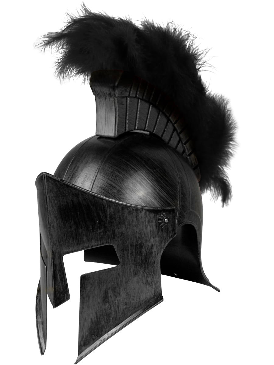 Adult's Deluxe Black Spartan Helmet With Plume Costume Accessory ...