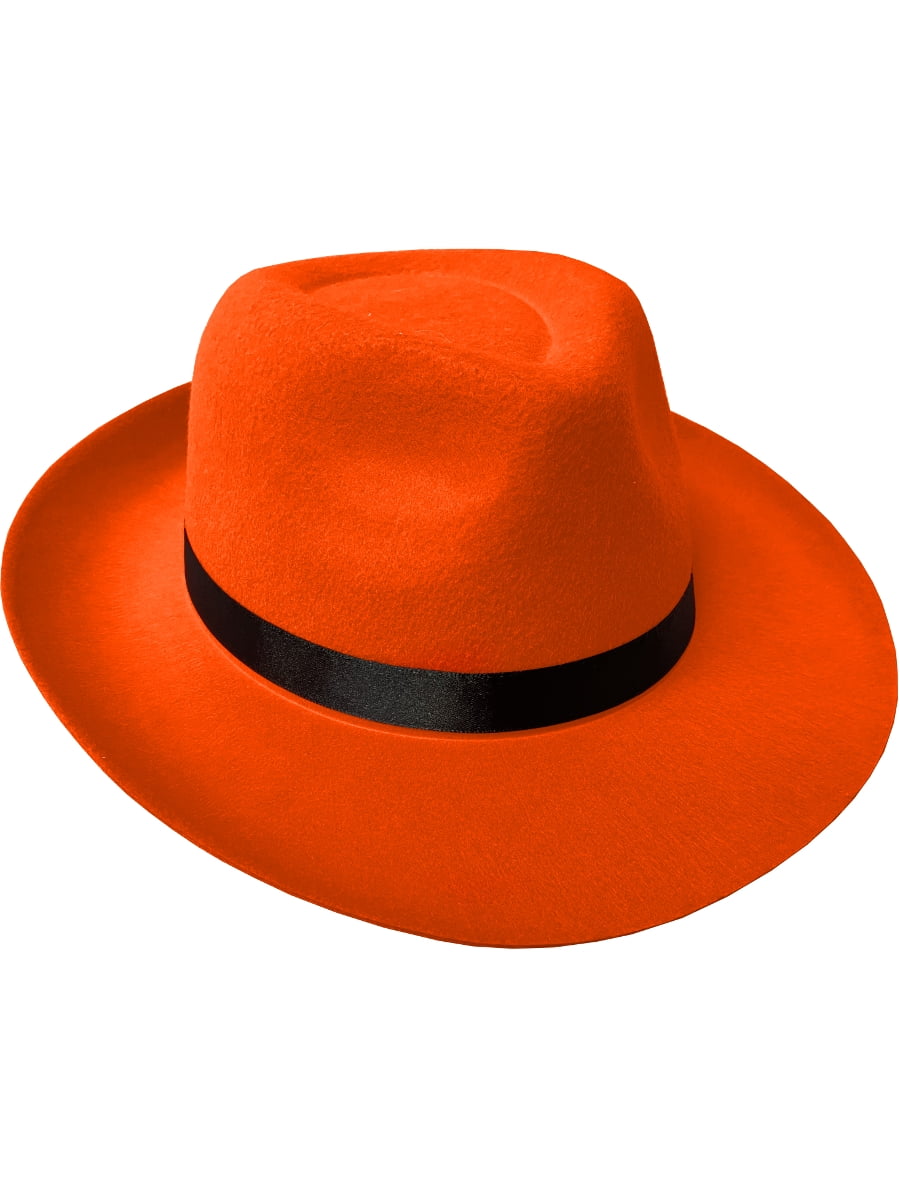 Adult's Orange 20s Gangster Fedora Hat Costume Accessory - Walmart.com