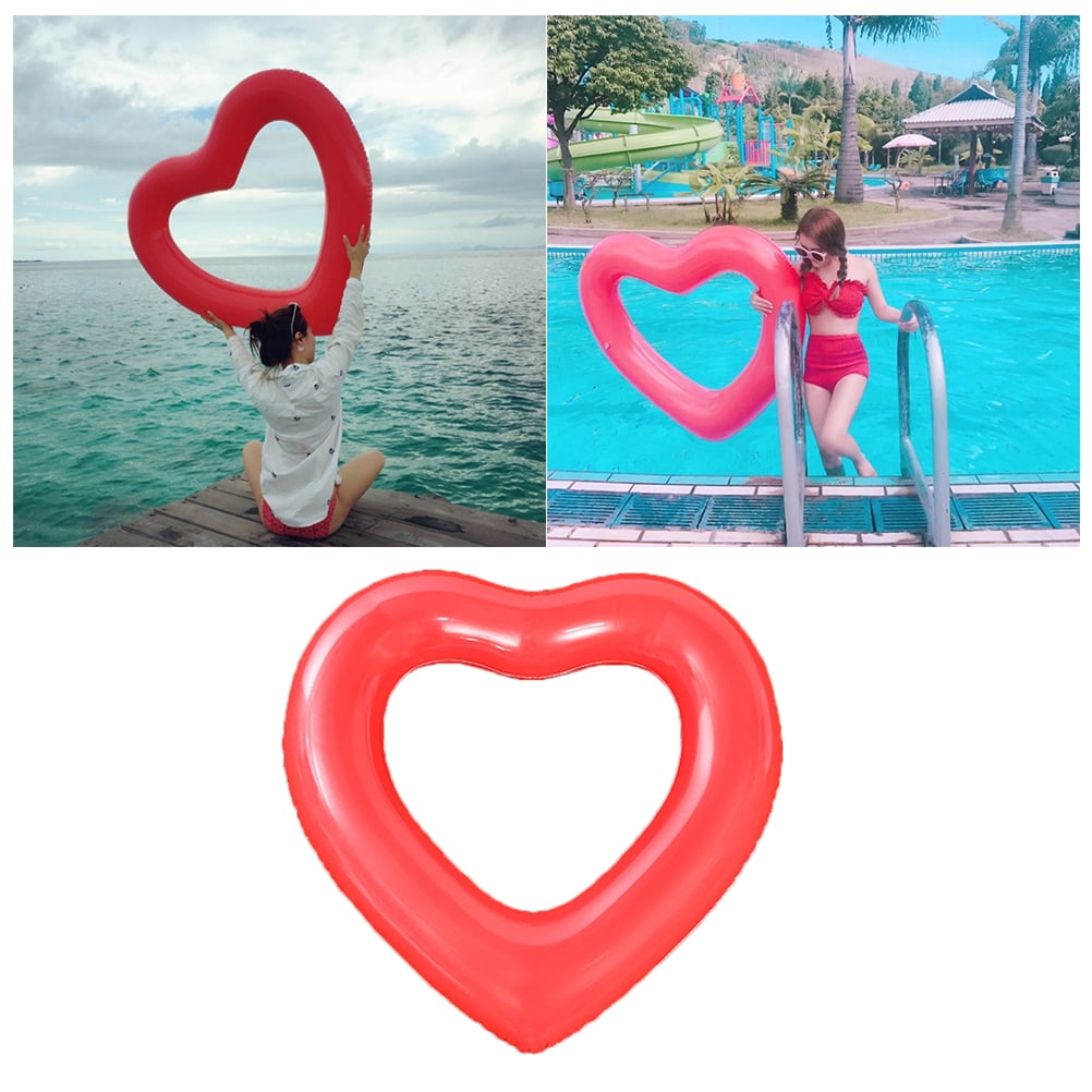 BESTOYARD Heart Shaped Inflatable Swimming Ring Red 1Pcs for Photo ...