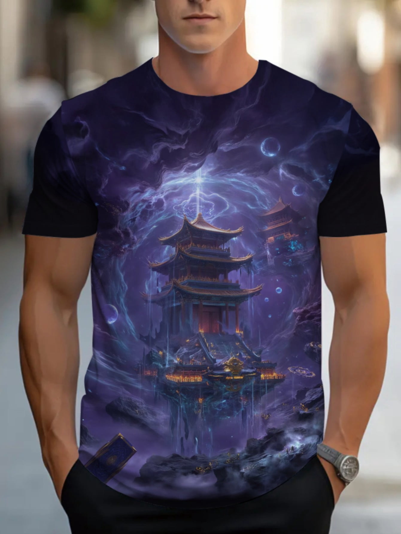 Adult short-sleeved polyester 3D T-shirt, for home decoration, dark ...