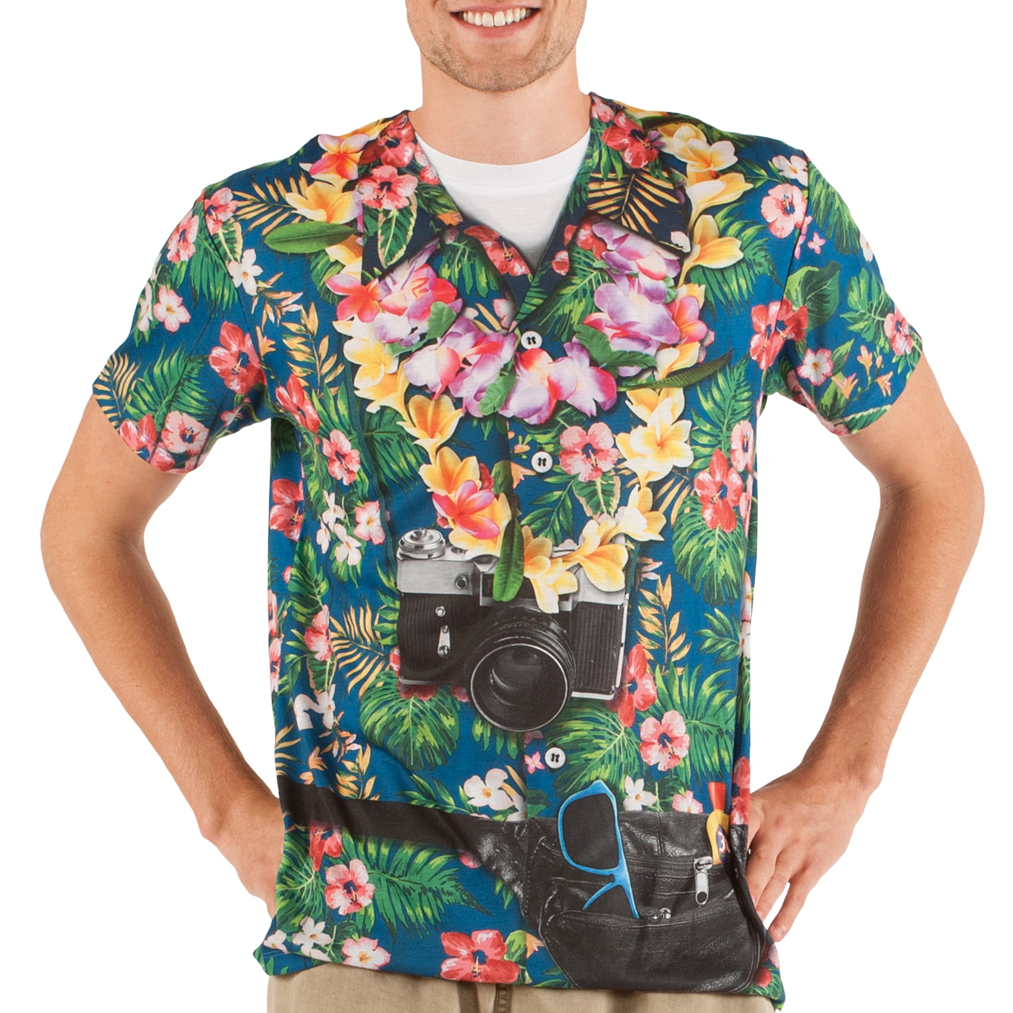 Adult size Faux Real Tourist - Tacky Traveler - Hawaiian Happiness T ...