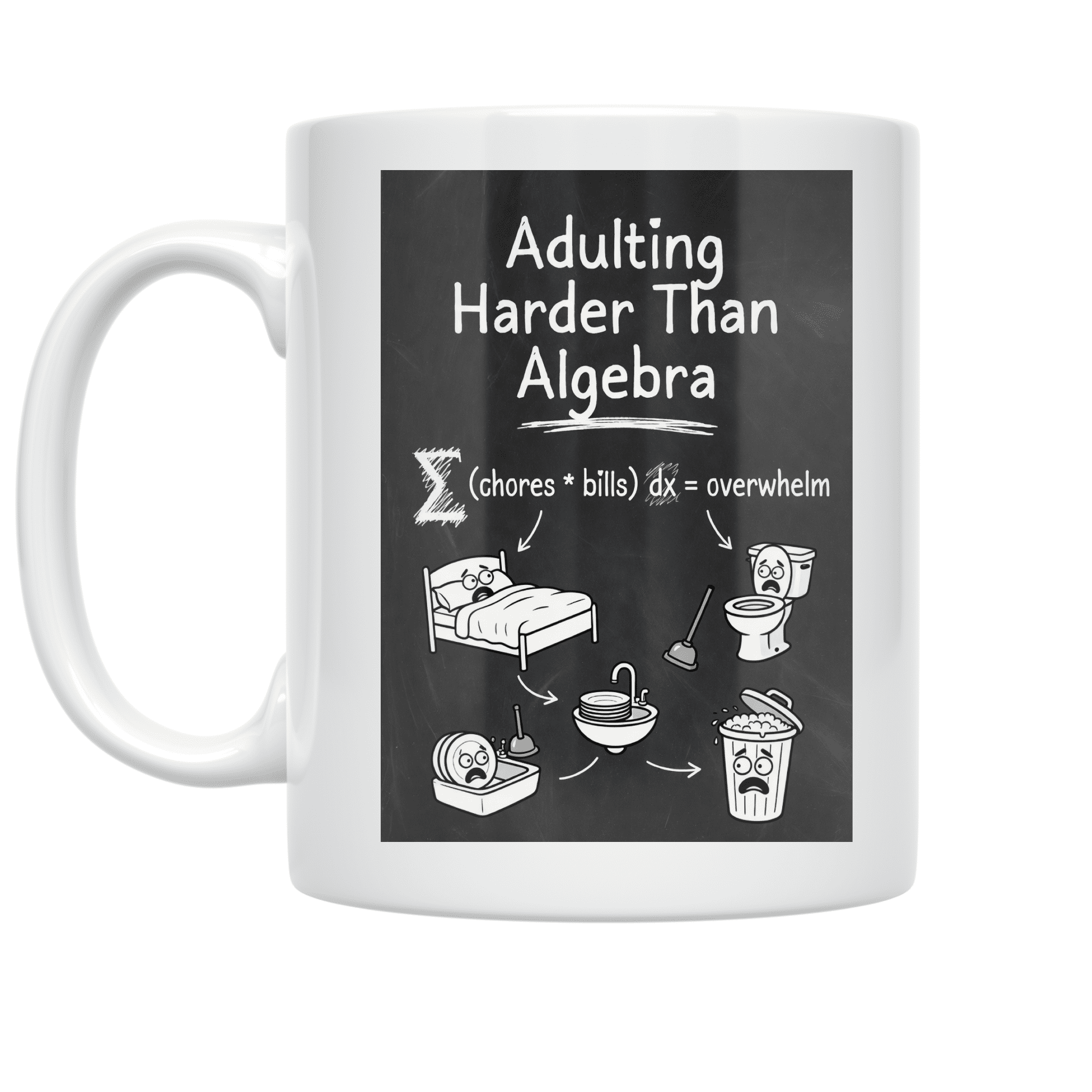 Adulting Harder Than Algebra - Student Humor - 11 oz Ceramic Coffee Mug ...