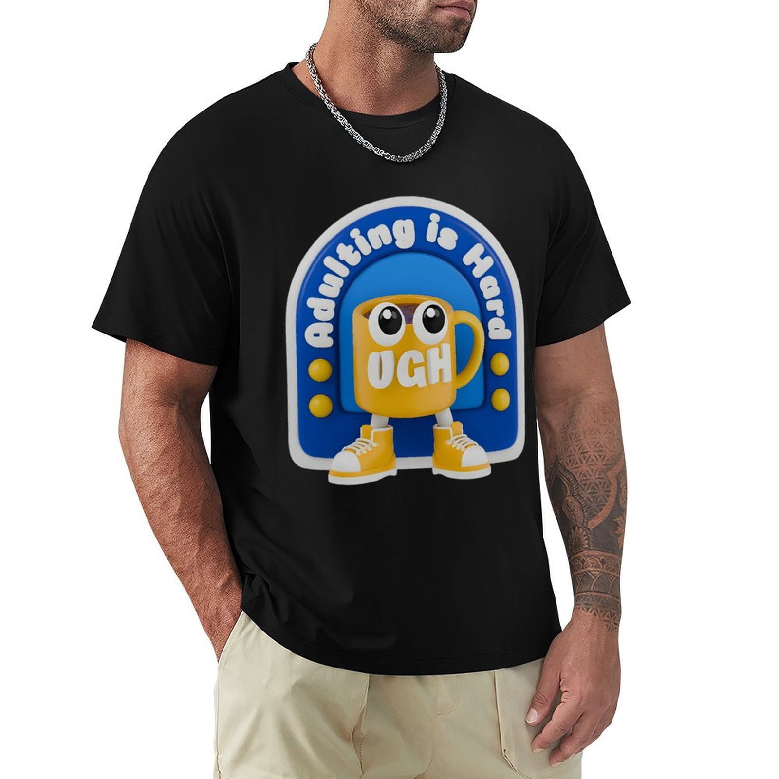 Adulting Is Hard Men's HD Print Classic Short Sleeve T-Shirts Black S ...