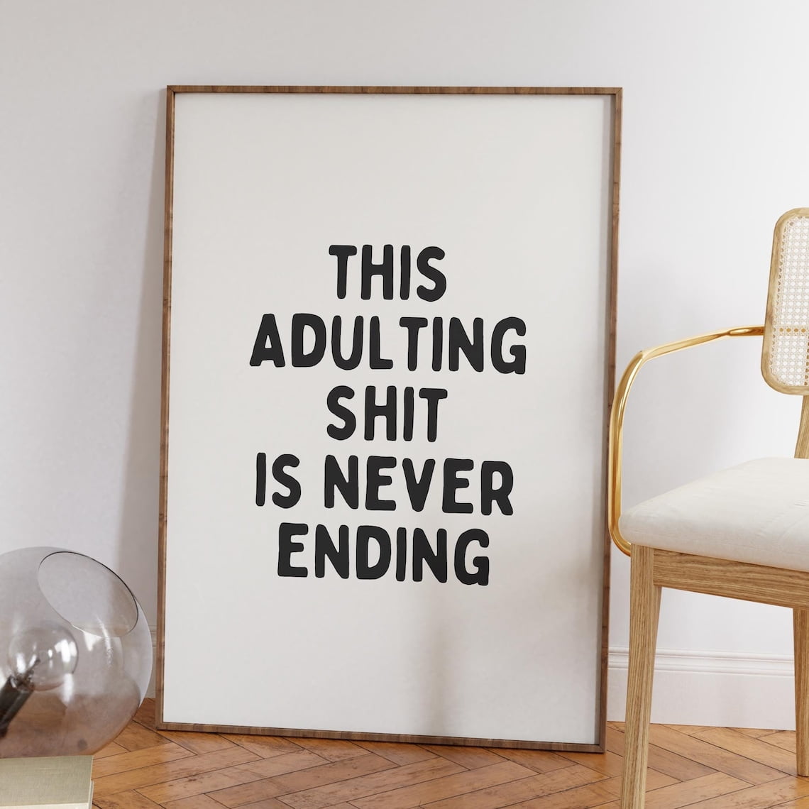 Adulting Would Not Recommend Print, Bold Typography Art, Trendy Wall ...