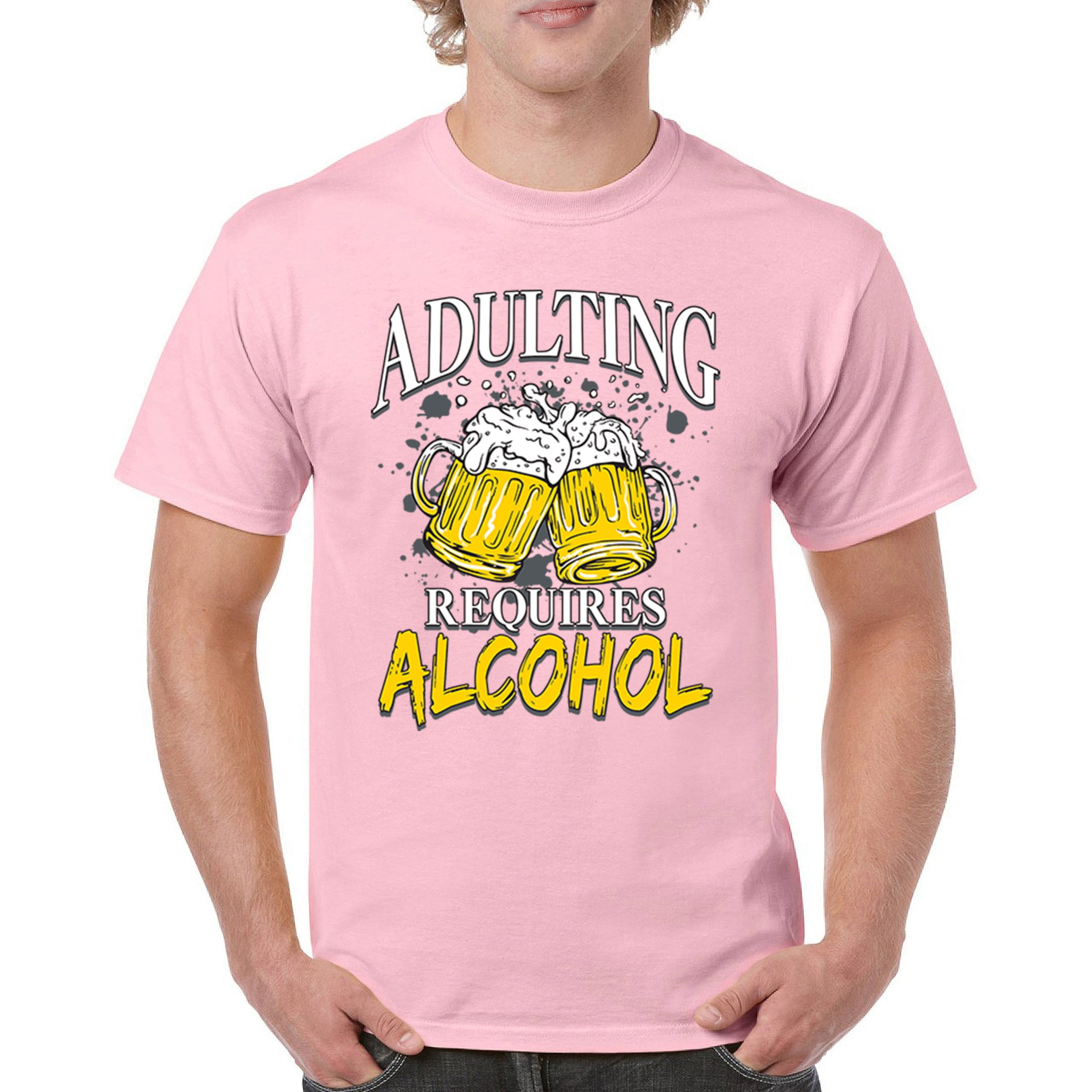 Adulting Requires Alcohol T-shirt Funny Beer Mug Clink Drinking Humor ...