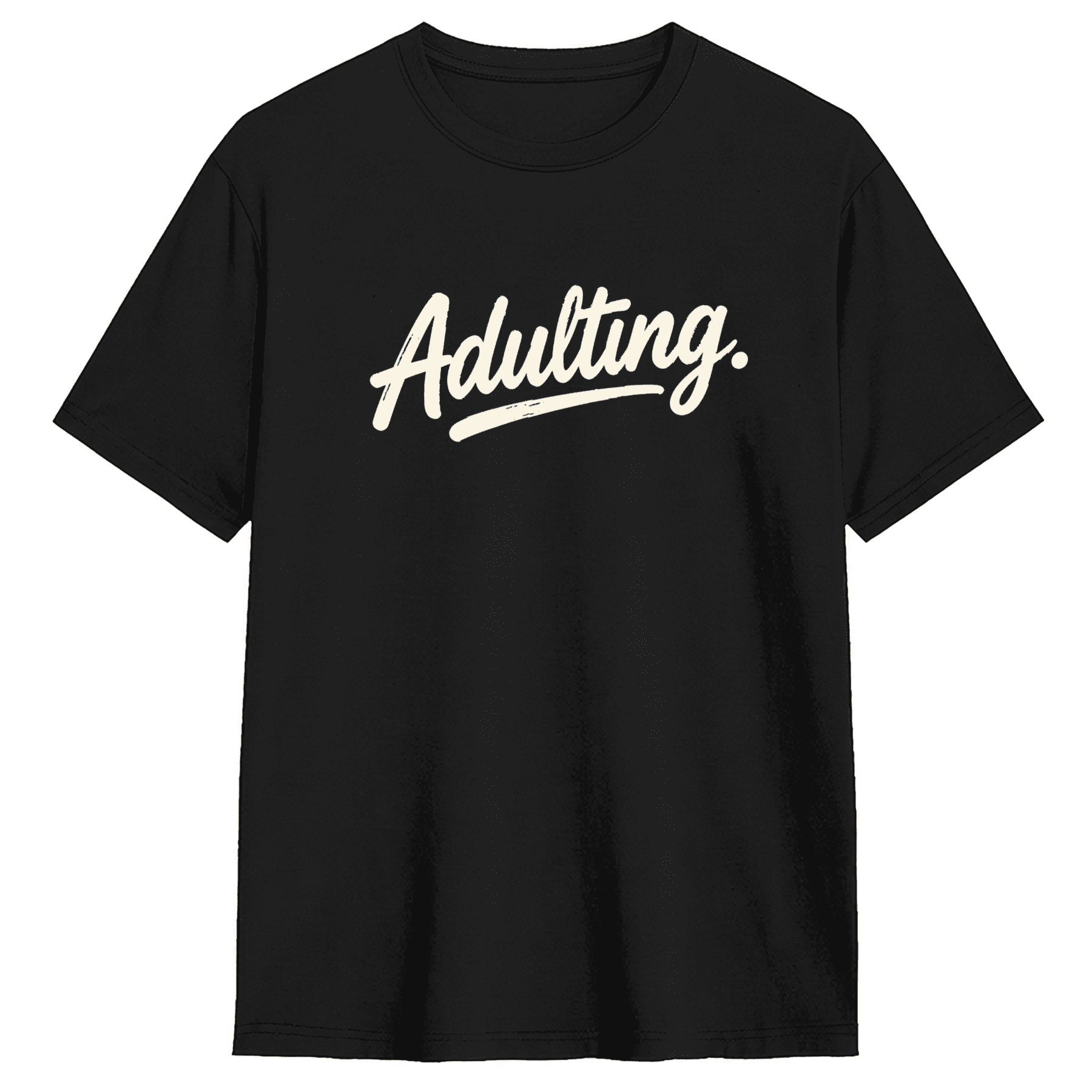 Adulting Script Retro Graphic Tee For Men And Women, Funny Cotton Short ...