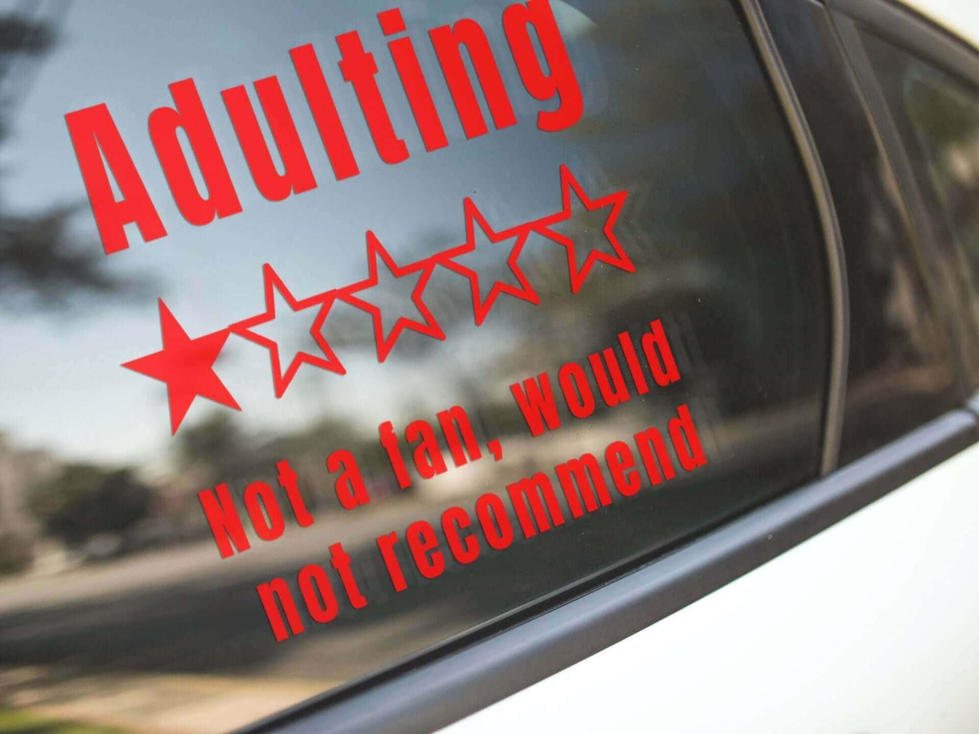 Adulting, not a fan vinyl decal, meme, truck decal, car decal, window ...
