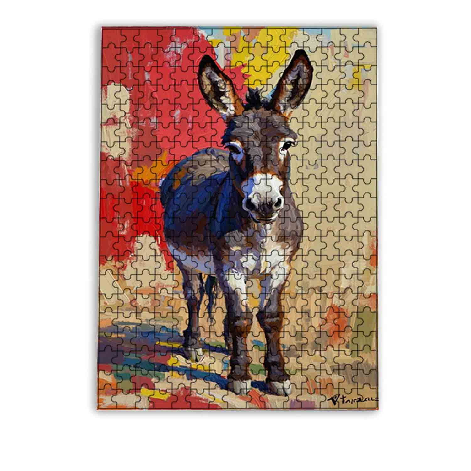 Adults 500 Pieces Wooden Jigsaw Puzzle - Donkey Country Animal Colorful ...
