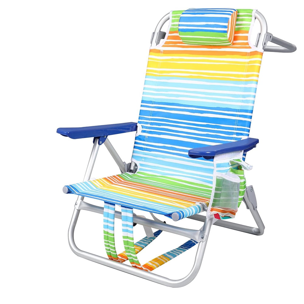 Adults Backpack Beach Chairs, Folding Heavy Duty Camping Chair with ...