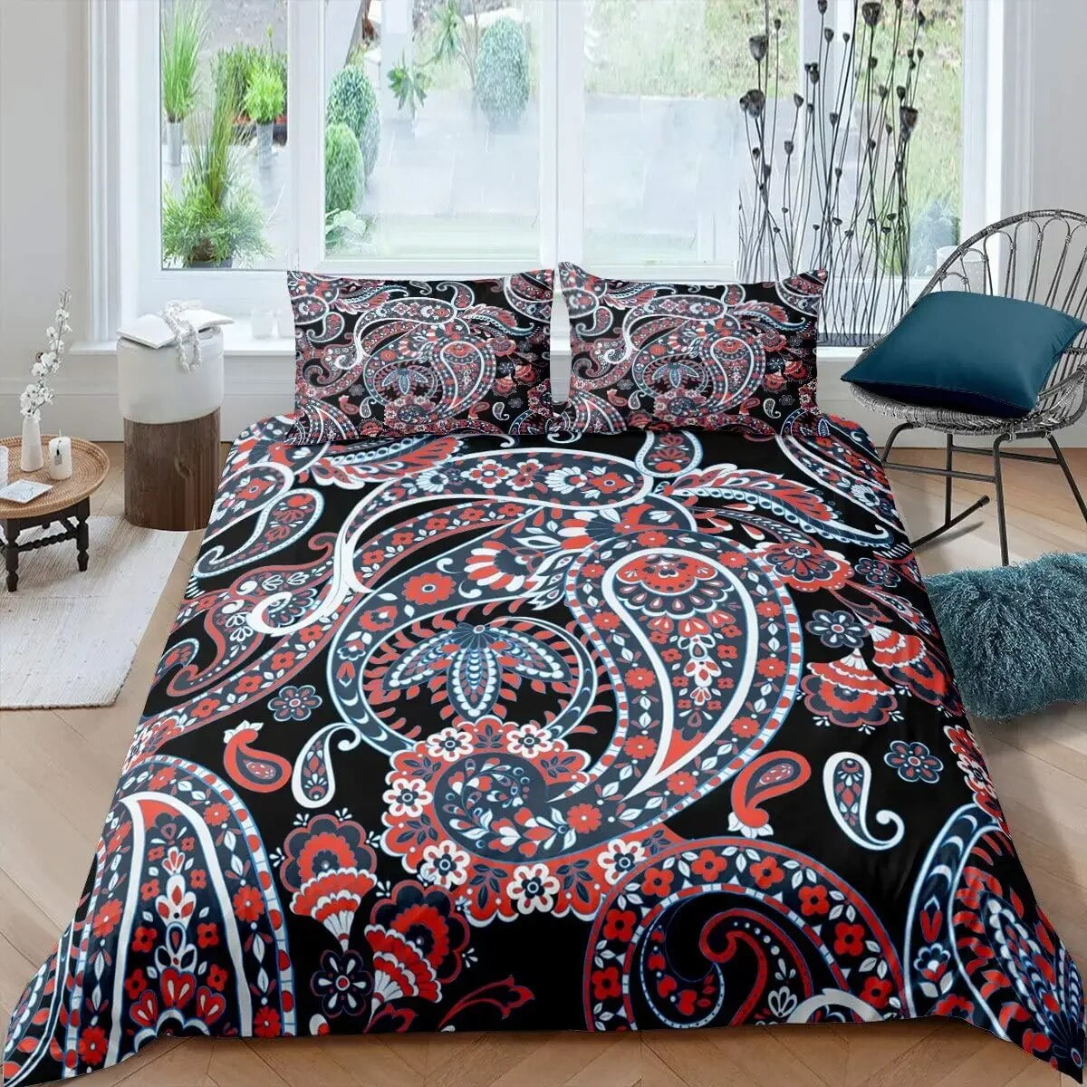 Adults Black Damask Duvet Cover Set King Antique Victorian Baroque ...