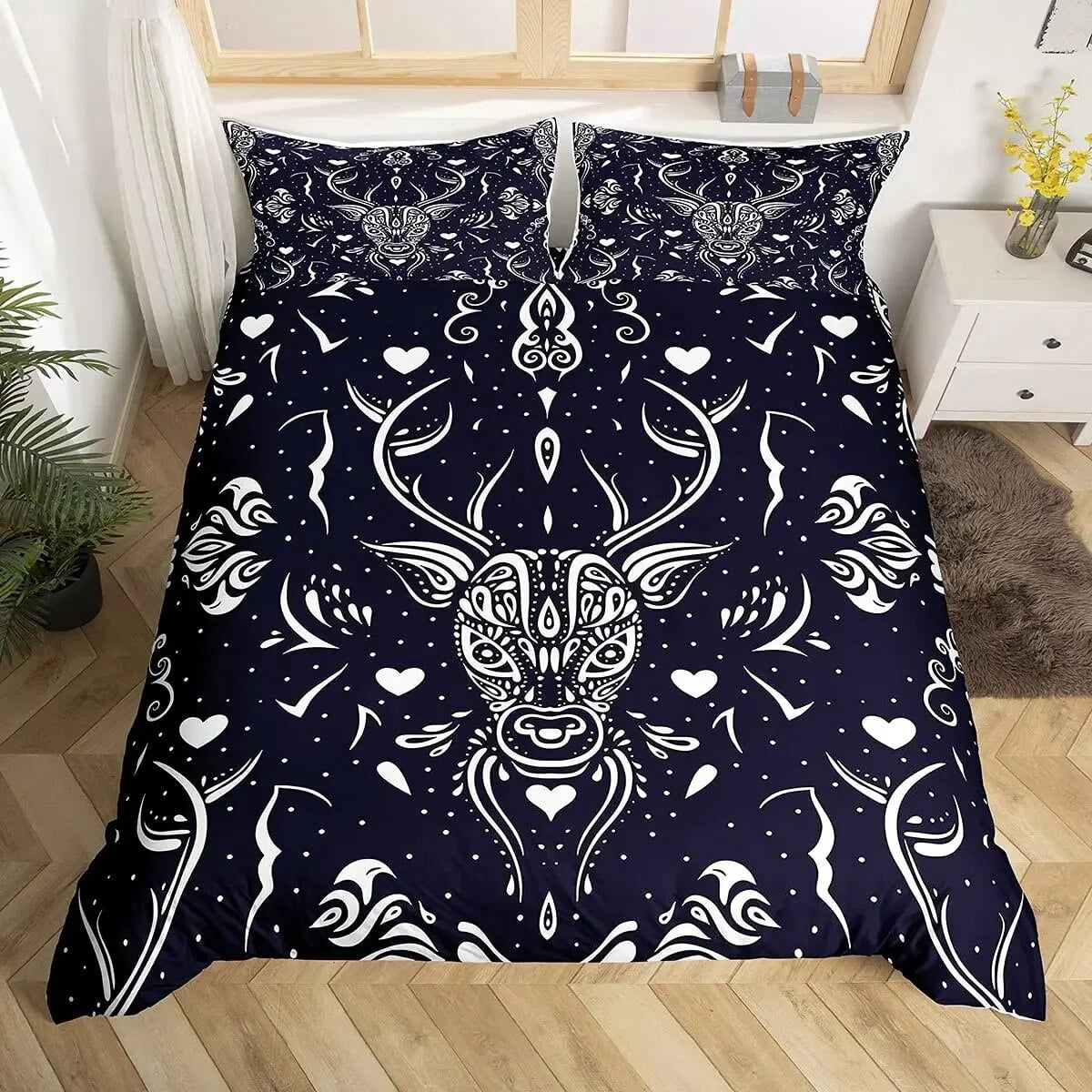 Adults Black Damask Duvet Cover Set King Antique Victorian Baroque ...