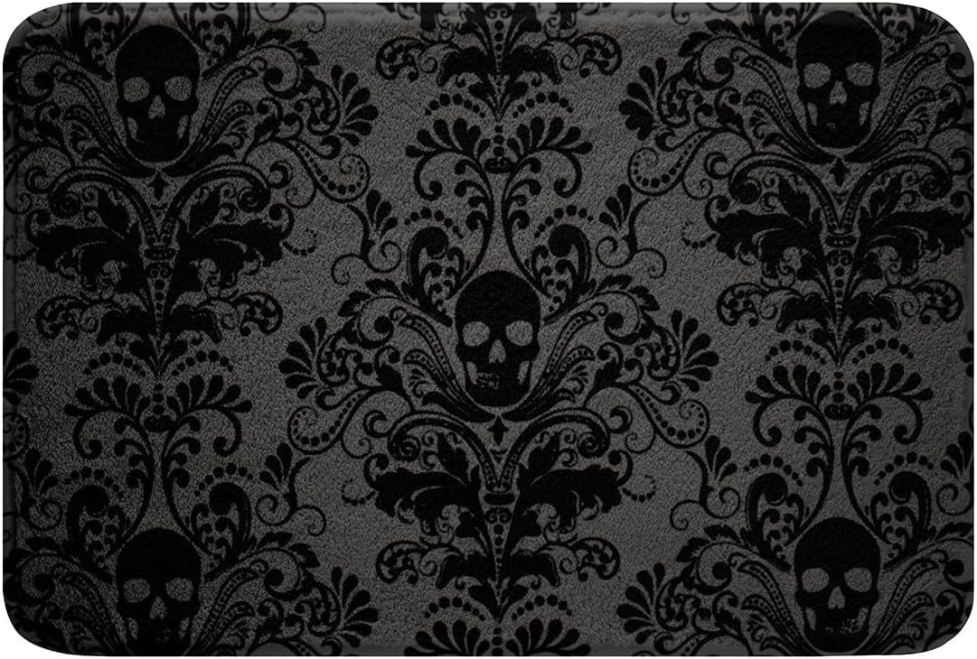 Adults Black Damask Rug Antique Victorian Baroque Bath Mat Gothic ...