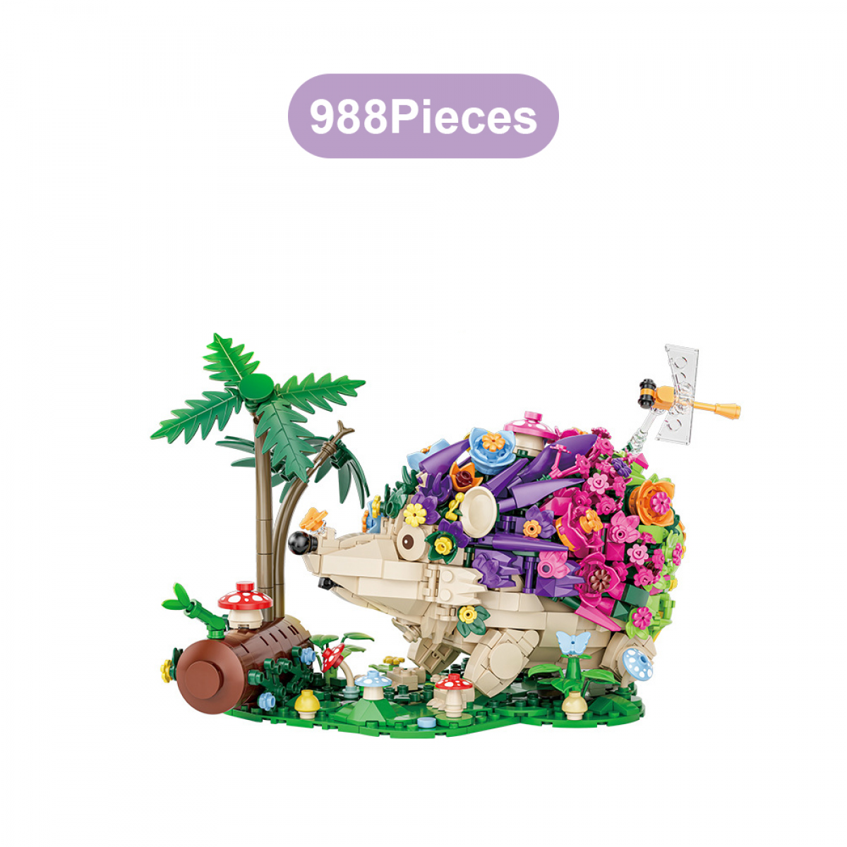 Adults Building Blocks Set, Hedgehog & Flowers Building Kit with ...