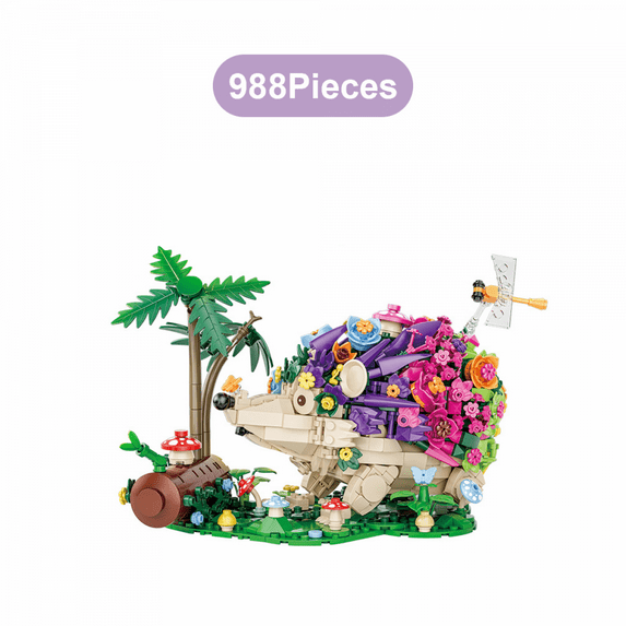 Adults Building Blocks Set, Hedgehog & Flowers Building Kit with ...