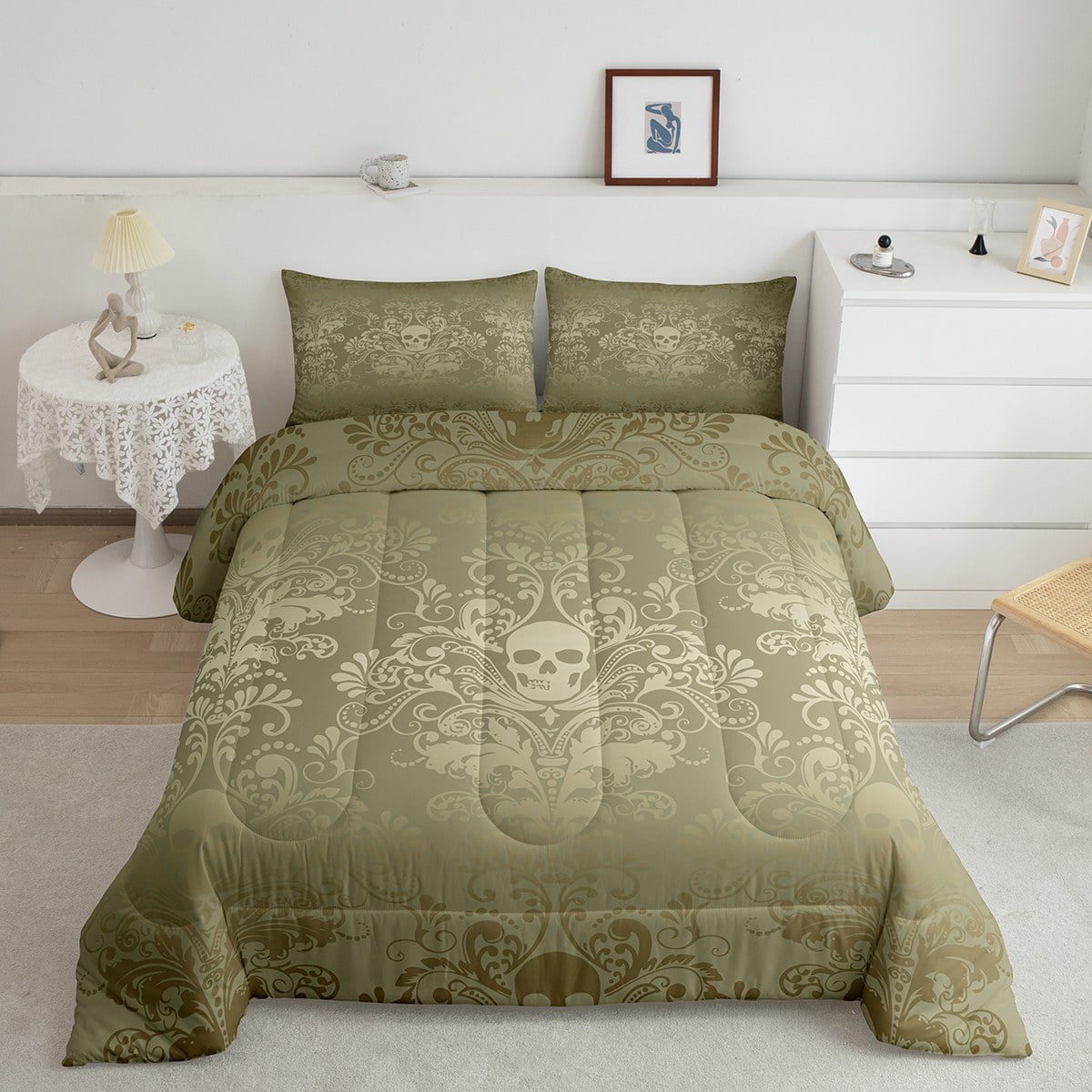 Adults Damask Bedding Set Antique Victorian Baroque Comforter Set Queen ...