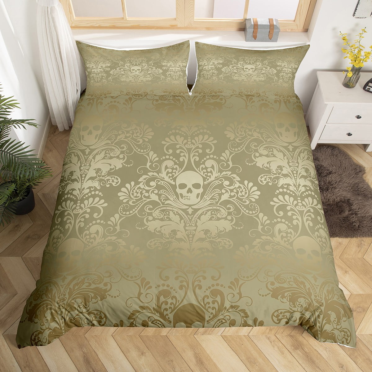 Adults Damask Bedding Set Antique Victorian Baroque Duvet Cover Twin ...