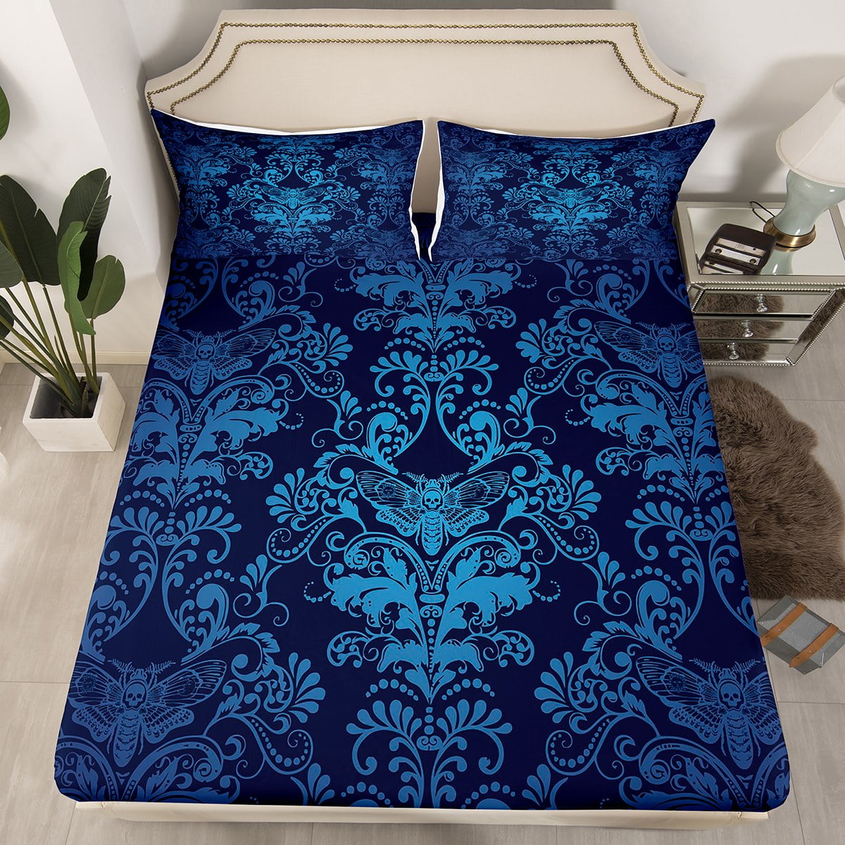 Adults Damask Gothic Bed Sheets Antique Victorian Fitted Sheet Full ...