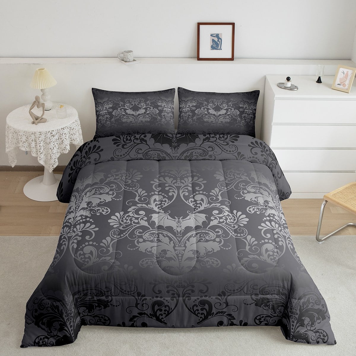 Adults Damask Gothic Bedding Set Antique Victorian Comforter Set Full ...
