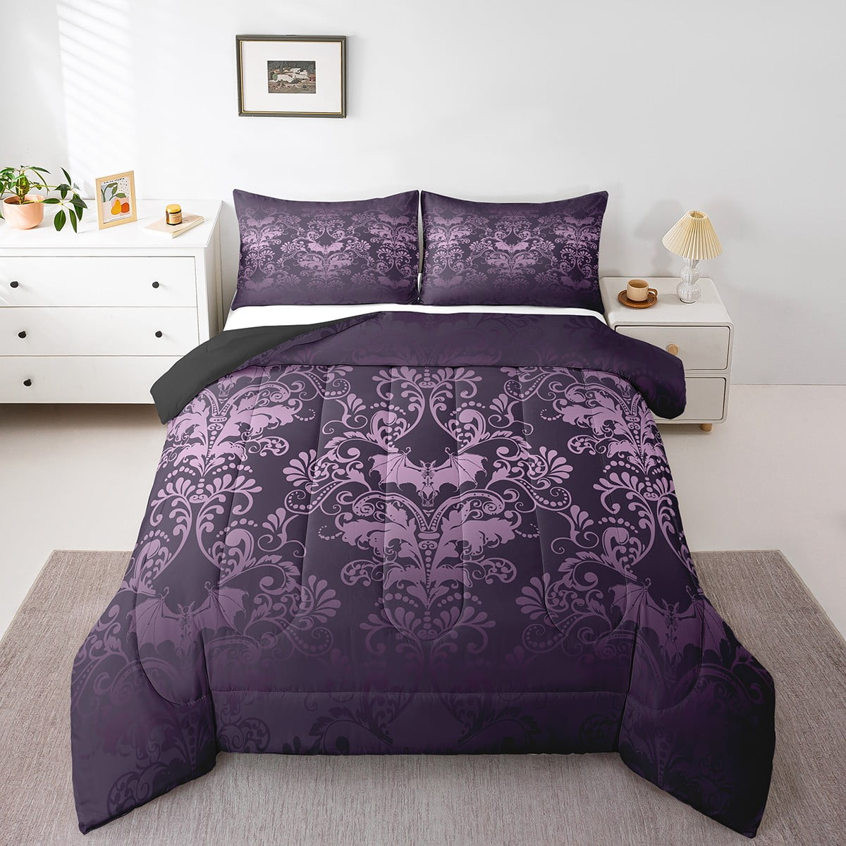 Adults Damask Gothic Bedding Set Antique Victorian Comforter Set Queen ...