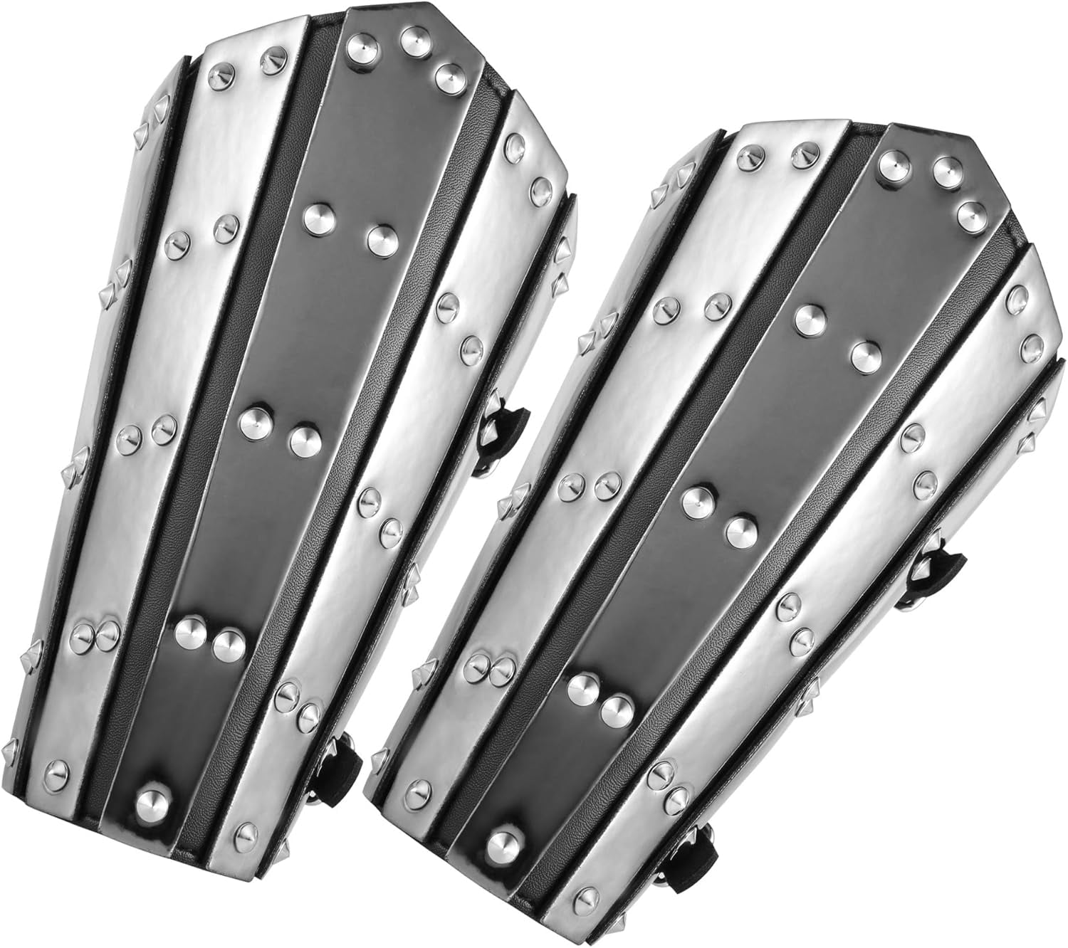 Adults Faux Leather Arm Guards - Medieval Metal Style Bracers - One ...