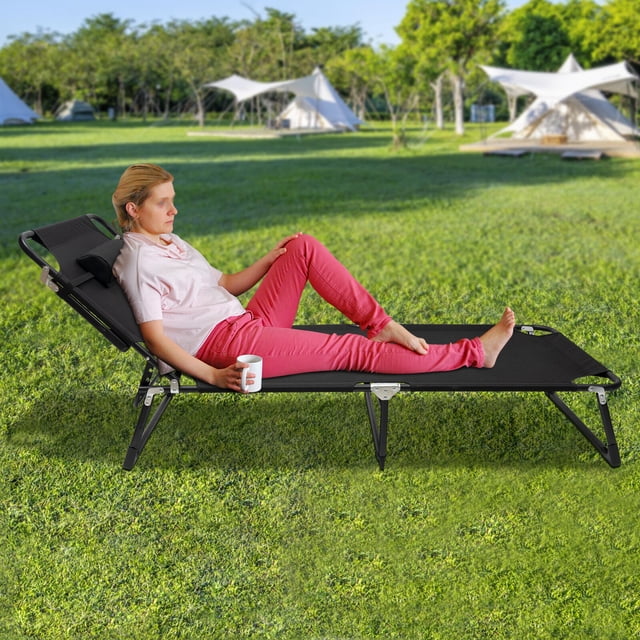 Adults Folding Sleeping Cot Office Nap Bed Heavy Duty Adjustable Cots ...