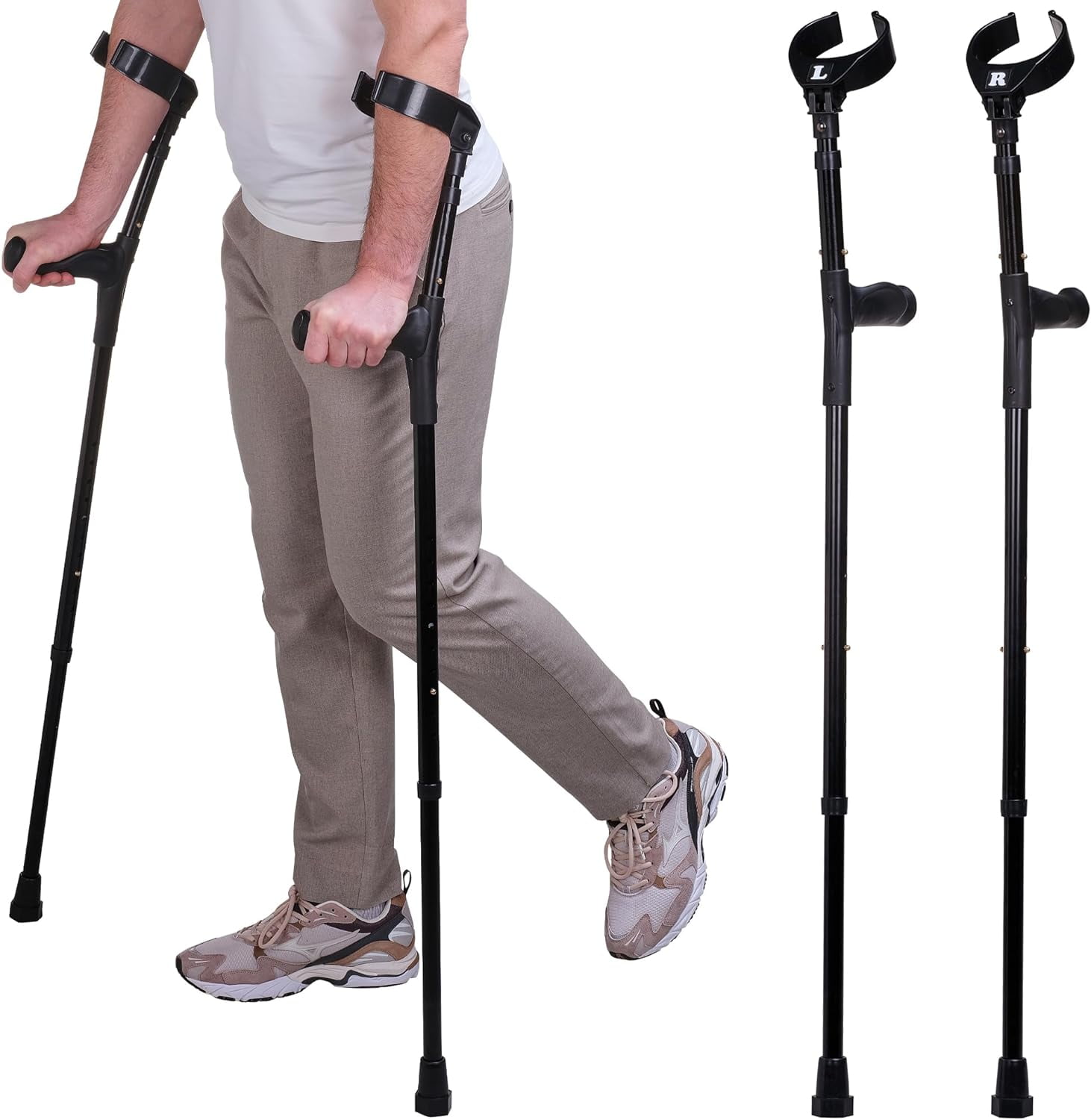 Adults Forearm Crutches Walking Height Adjustment Both Arms and Legs ...