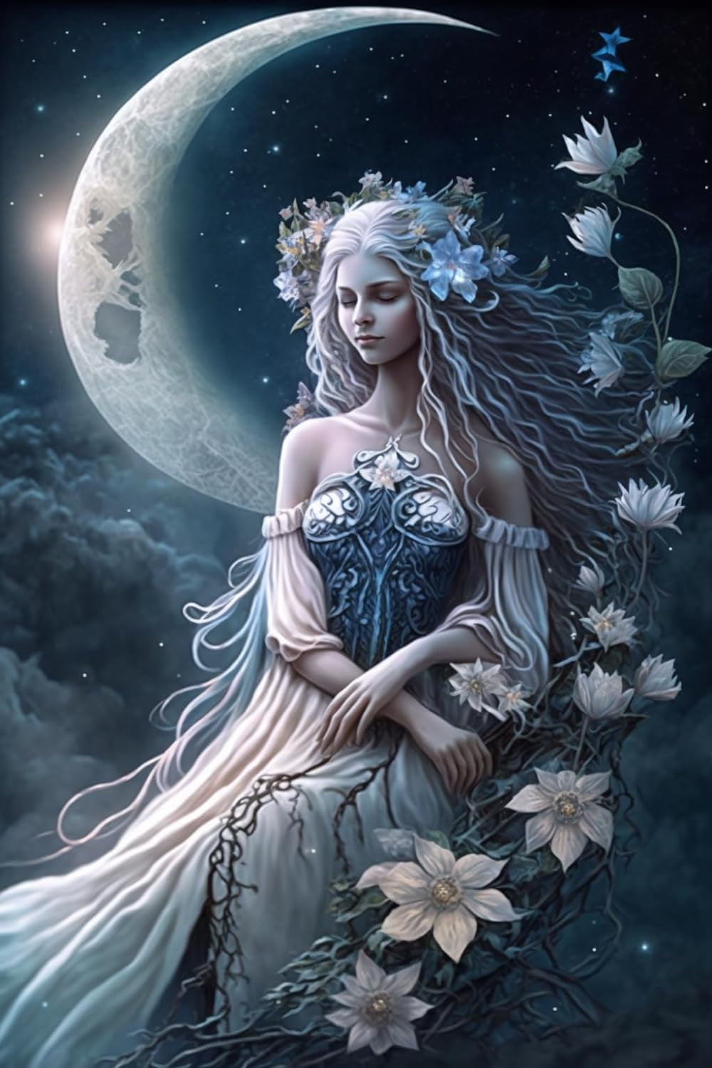 Adults Kids Wooden Jigsaw Puzzle 500 Piece Moon Flower Girl Challenging ...