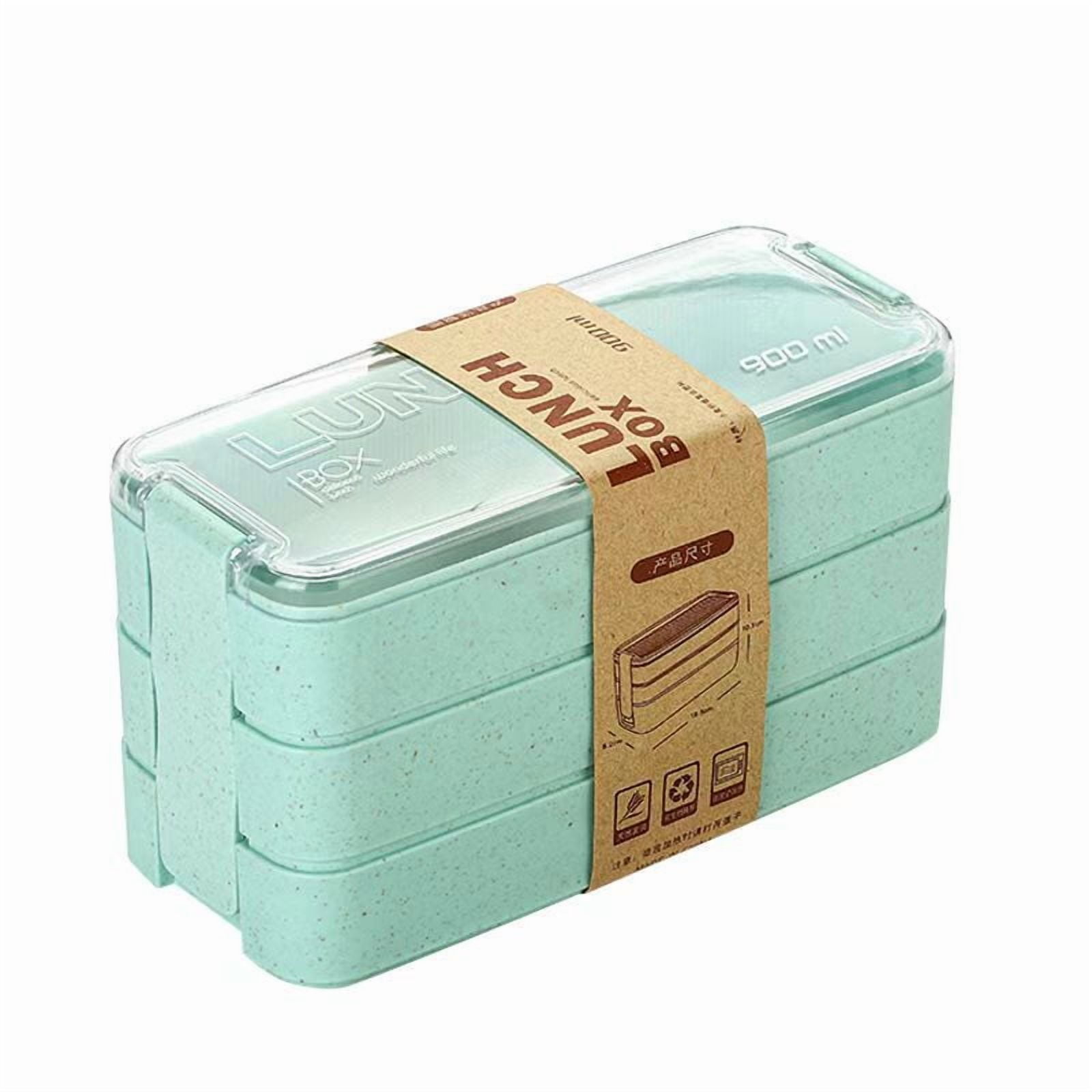 Adults Lunch Box, Stackable Bento Box, 3-In-1 Compartment - Wheat Straw ...