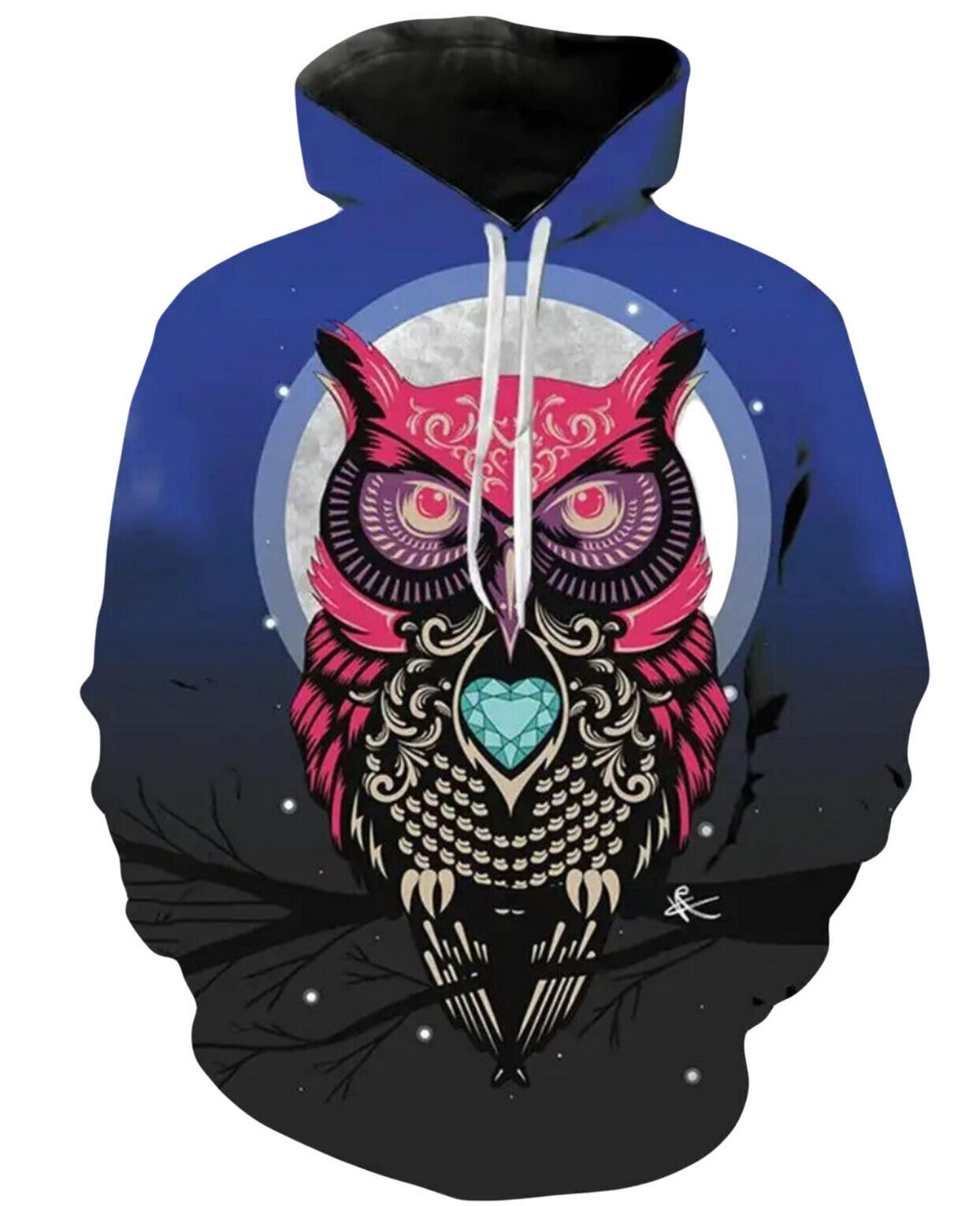 Adults Owl 3D Print Hoodies Pullover Trending NEW - Walmart.com