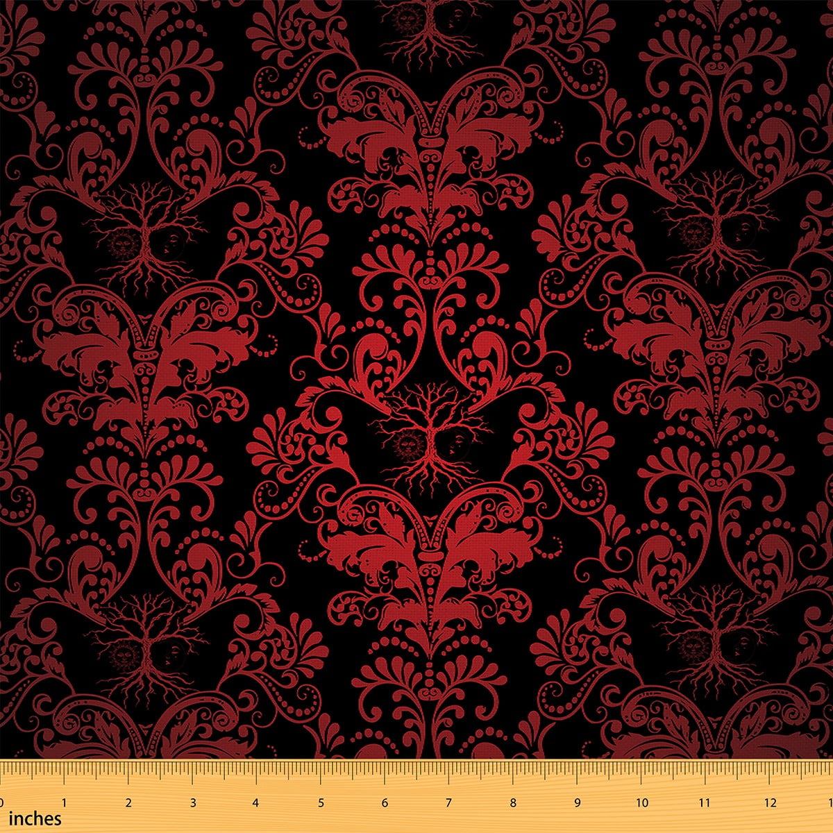 Adults Red Floral Upholstery Fabric,Vintage Victorian Style Fabric By ...