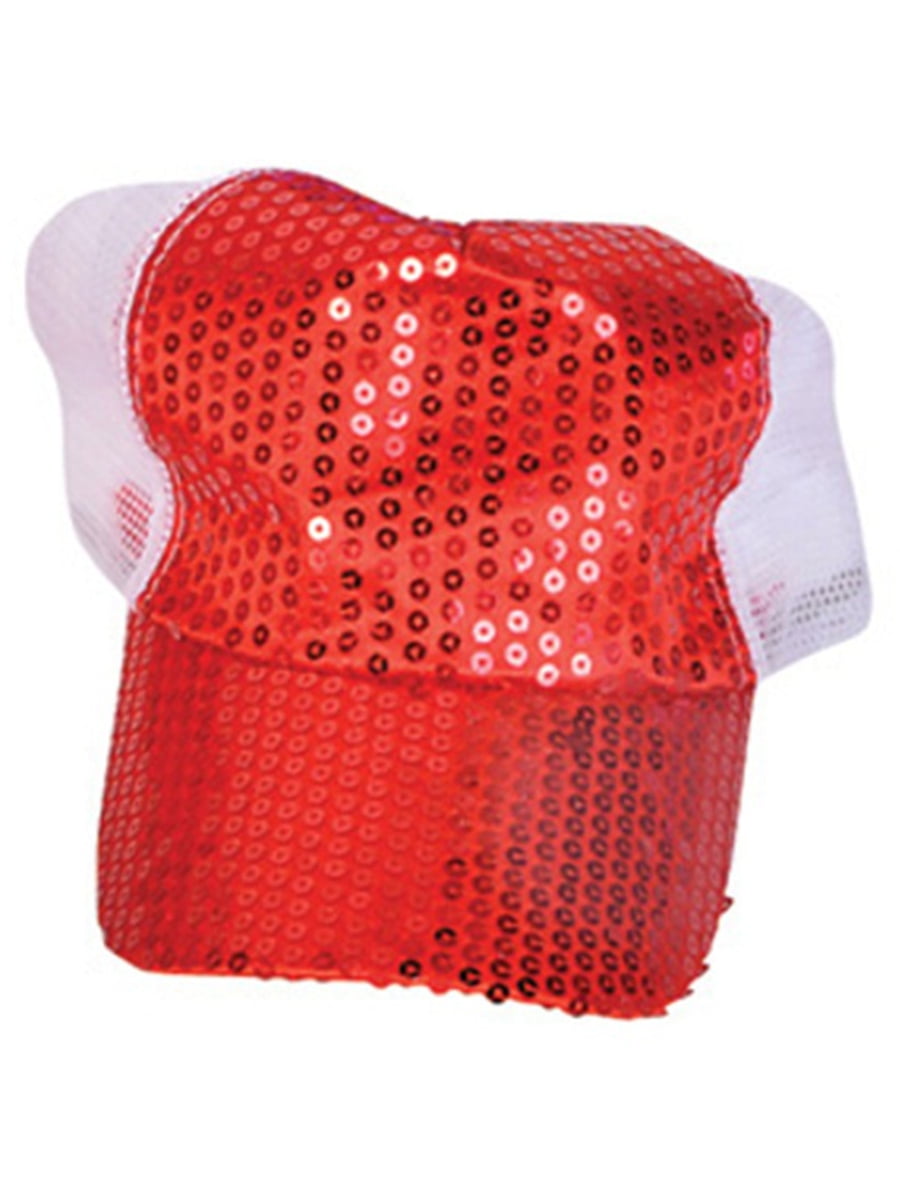 Adults Red Funky Retro 70s Disco Sequin Trucker Cap - Walmart.com