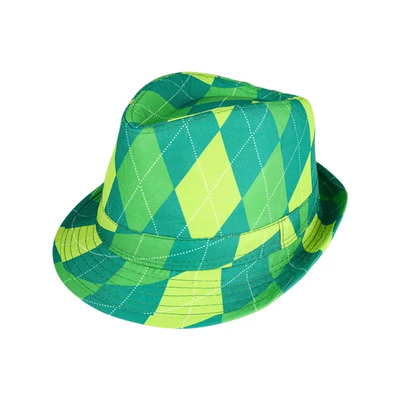 Adults Saint Patrick'S Day Gangster Irish Plaid Fedora Hat Costume ...