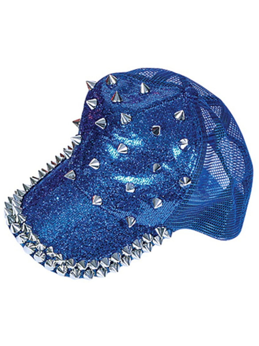 Adults Spiked Spiky Dominatrix Biker Rocker 80s Blue Baseball Cap ...
