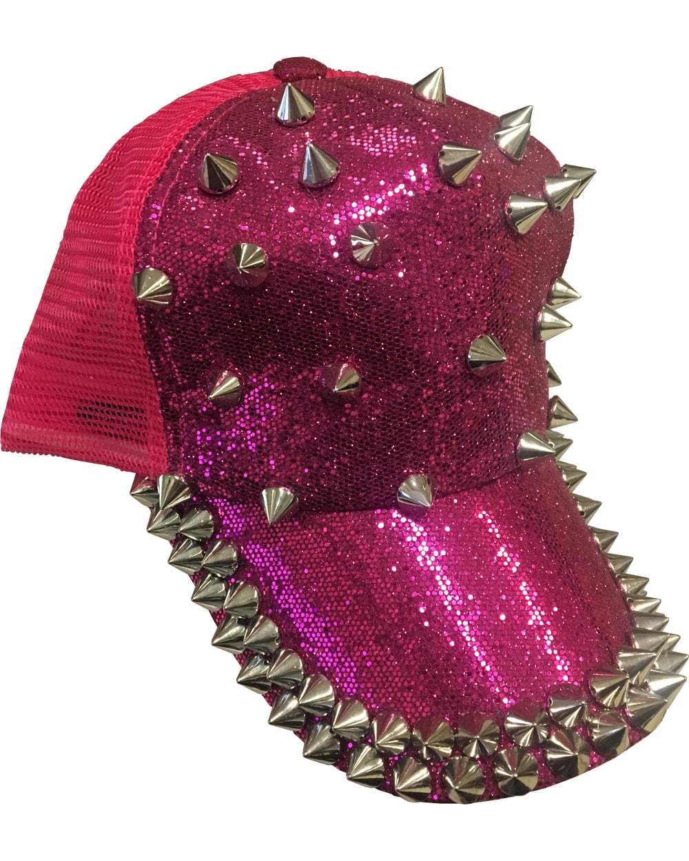 Adults Spiked Spiky Dominatrix Biker Rocker 80s Pink Baseball Cap ...