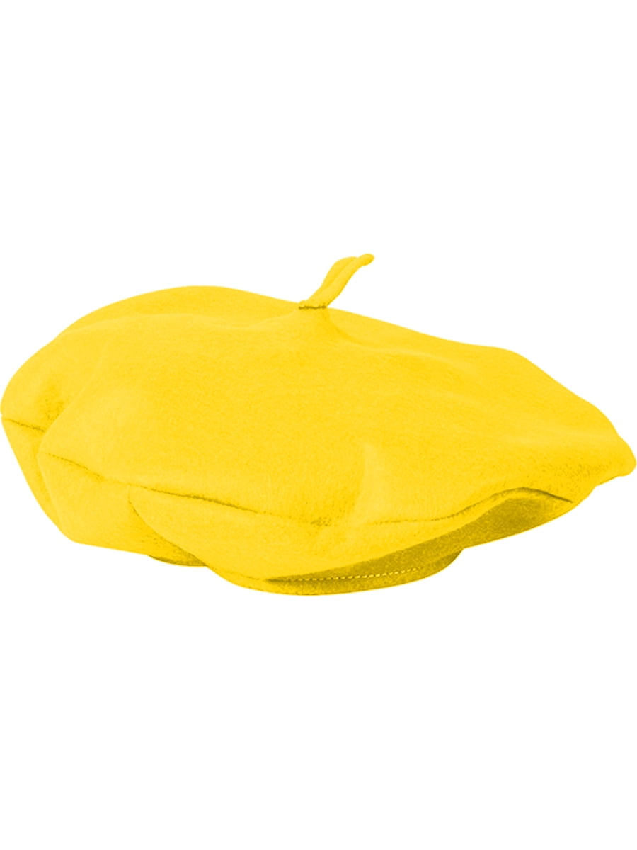 Adults Suave Yellow French Mime Artist Beret Hat Costume Accessory ...