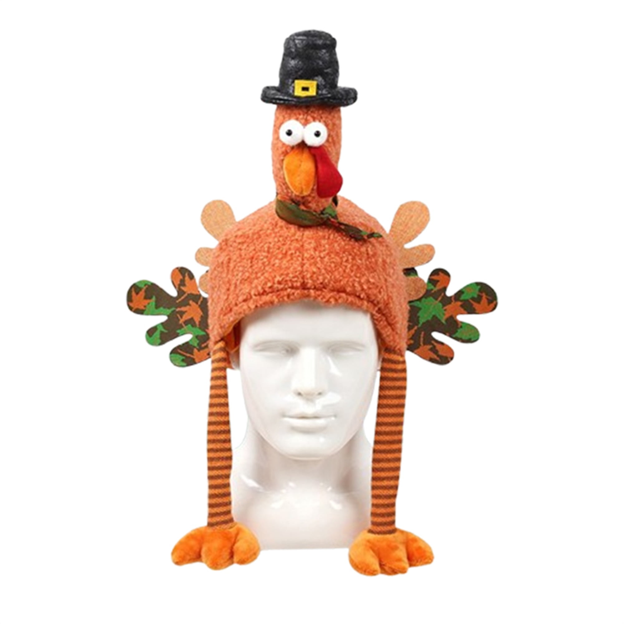 Adults Thanksgiving Turkey Hat Fuzzy Beanie Hat Funny Turkey Cap for ...