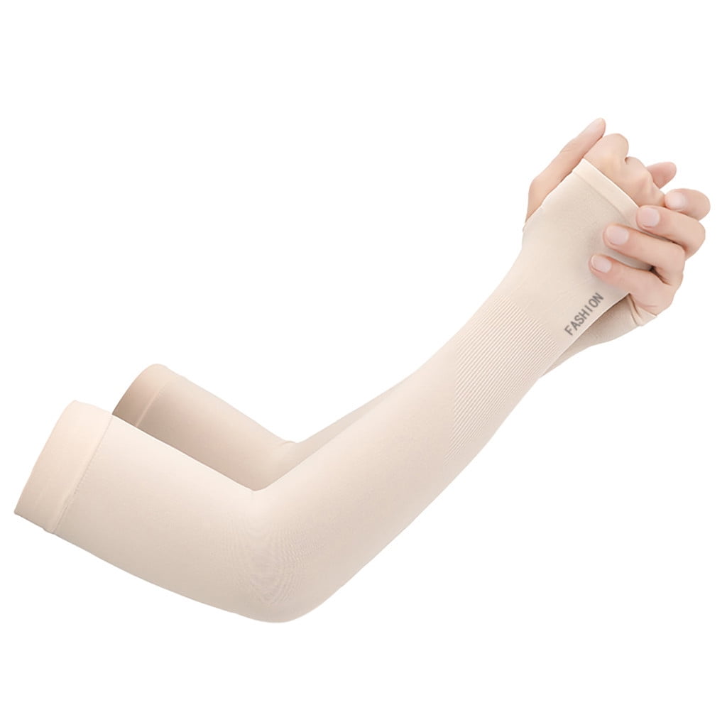 Adults UV Sun Protection Arm Sleeves Ice Silk Cooling Arm Compression ...