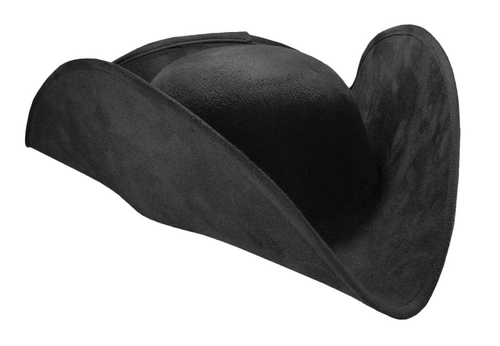 Adults Unisex Tri-Corner Colonial Pirate Hat, One Size, Black (Black ...
