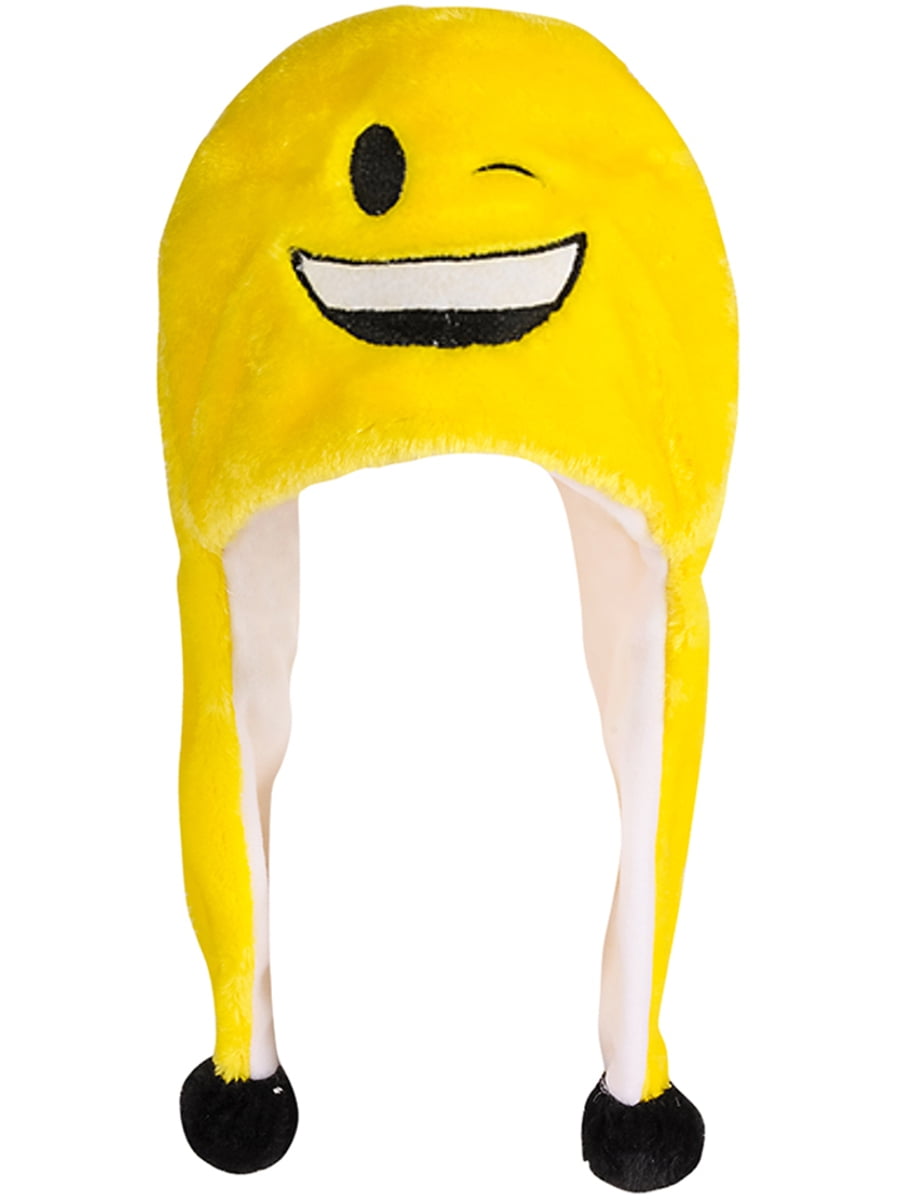 Adults Winking And Smiling Emoticon Emoji Winter Toque Hat Costume ...
